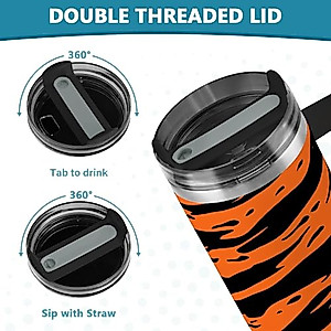 Flradish 30oz Tumbler with Handle, Tiger Skin Texture Stainless Steel Tumbler with Lid and Straws Double Wall Vacuum Insulated Leakproof Coffee Travel Mug