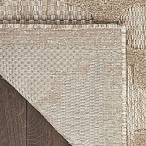 Nourison Easy Care Moroccan Natural Beige 5' x 7' Area -Rug, Trellis, Easy -Cleaning, Non Shedding, Bed Room, Living Room, Dining Room, Backyard, Deck, Patio (5x7)