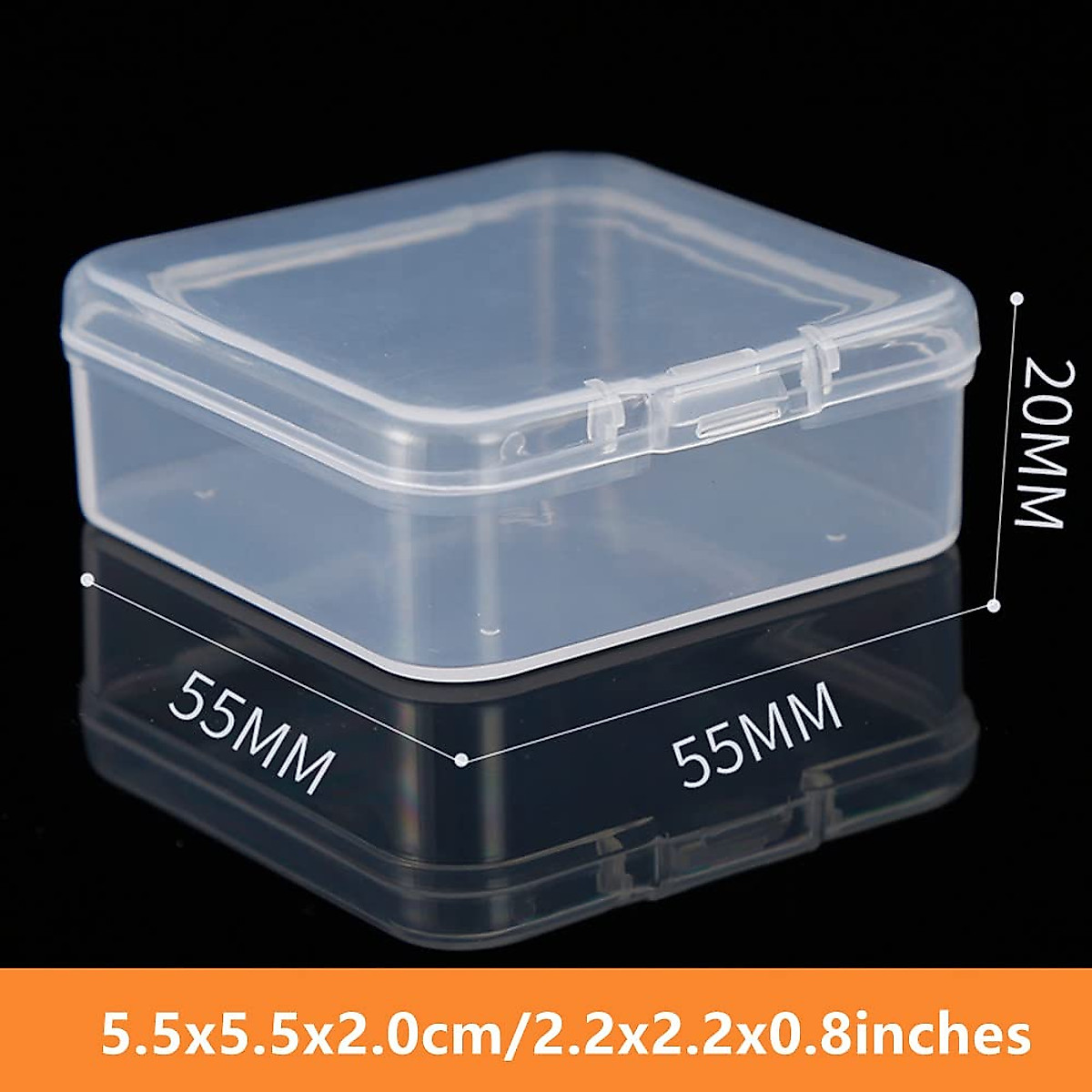 5 Pack Square Storage Box with Hinged Lid, 2.2x2.2x0.8inches Transparent Storage Containers for Accessories, Beads, Crafts and Screws, Classified Storage to Keep The House Tidy