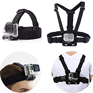 Action Camera Accessories Handlebar Head Chest Mount Strap Harness Adaptor with Cell Phone Clip for Gopro Hero/iPhone 15 14 13 12 11 Pro Max