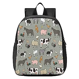 Blueangle Farm Animals Pattern Print Waterproof Backpack - Lightweight Backpack Boys Girl 2-6 Year School Bag