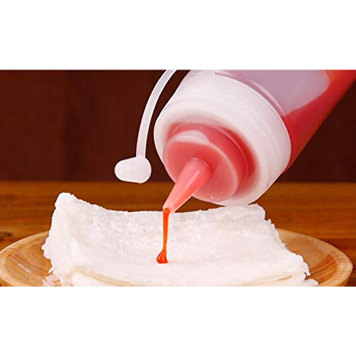 VASANA 3PCS 12oz/360ML Empty Refill Plastic Squeeze Sauce Condiment Bottles Mustard Storage Jar Pot Ketchup Vinegar Cream Honey Salad Dressing Bottle with Twist on Cap Lids for Home Kitchen Use
