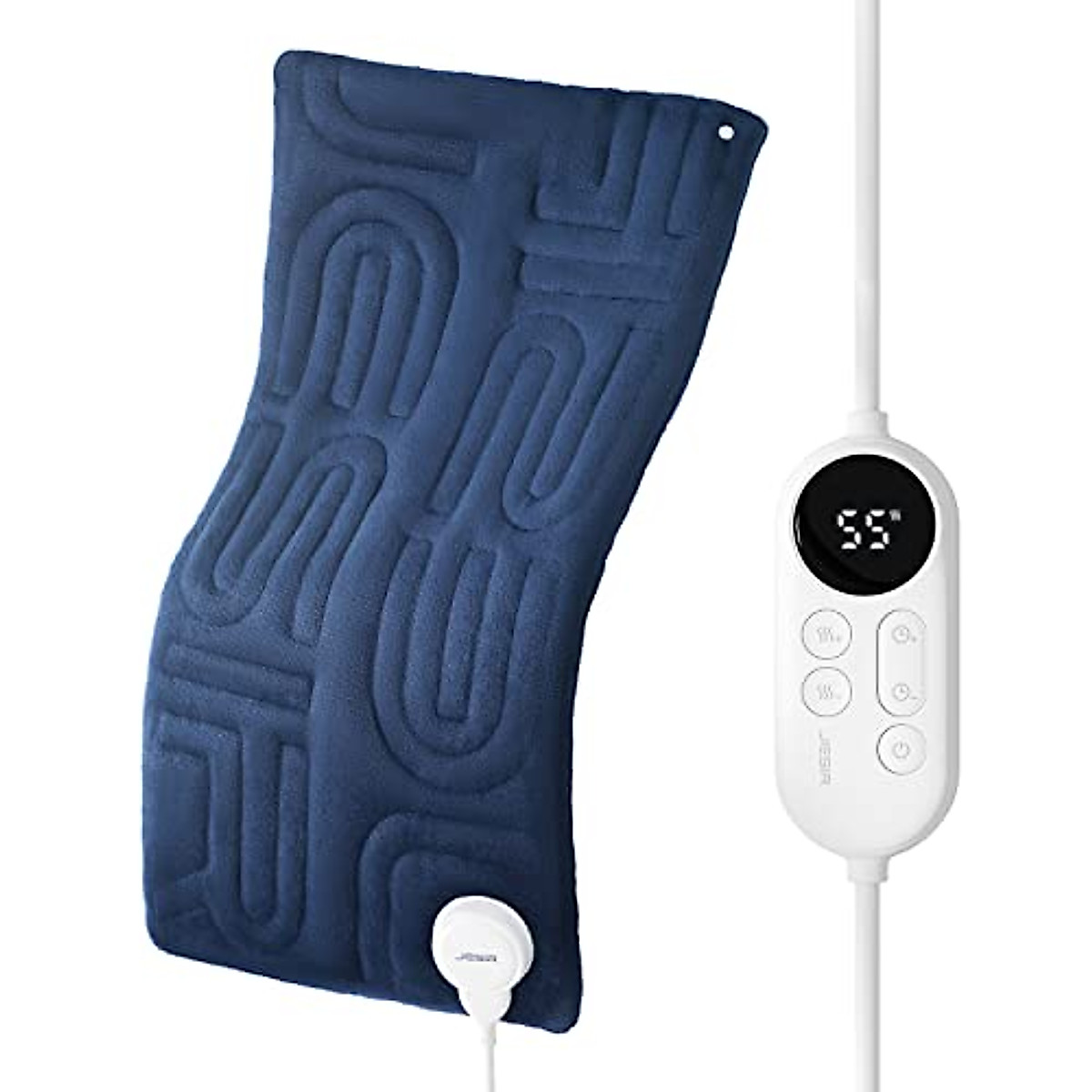 Jesir Heating Pad Electric, Carbon Fiber Tech, Pain Relief for Back, Neck, Shoulder, Cramps, Thick Flannel Fabric Powerful Heated Warmer with Safety, Memory Function, 6 Heat Settings, 12"x24", Blue