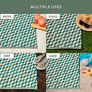Edenbrook Bullen Houndstooth Outdoor Rug 4x6 – Patio Décor – Waterproof and Reversible – Blue Spruce Area Rug