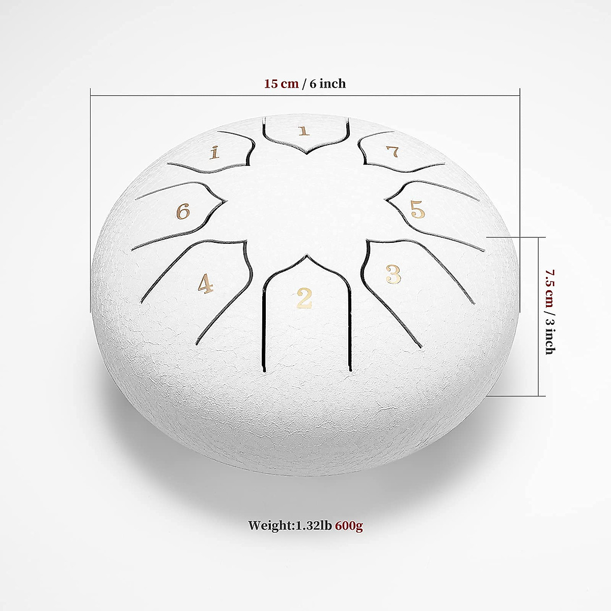 YeahLoop Steel Tongue Drum,6 Inch 8 Notes Tambourine,Percussion Set with Bag,Music book,Mallets,Mallet Holder and Finger Plectrums for Meditation Entertainment (White)