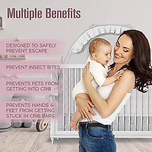 Baby Crib Tent, Canopy Tents to Keep Toddler in, Babies Cribs Nets, 48" X 26" X 57", White, Mesh, Pop-up Safety Net, Babycrib Mosquito Netting, Bed Cover for Climbing Out, Climbers, Boys | Houseables