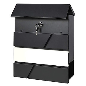 Lockable Mailboxes with Keys,Outdoor Wall Mounted Mail Box with Large Capacity,14 3/10" x 4 1/10" x 13",White