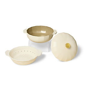 Cravings by Chrissy Teigen The Perfect Pan Dutch Oven with Lid 5.3 Quart, Matte Enamel Finish, Stainless Steel Knob, Steamer Basket Included, Oven Safe up to 450°F