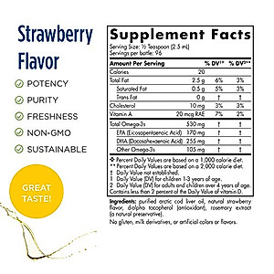 Nordic Naturals Children’s DHA, Strawberry - 8 oz for Kids - 530 mg Omega-3 with EPA & DHA - Brain Development & Function - Non-GMO - 96 Servings