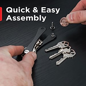 KeySmart Key Holder for Keychain Key Ring - Compact Key Organizer Key Chain Key Case, Minimalist Pocket-Sized EDC Keychain, Loop Piece for Car Fobs, Expandable (up to 22 Keys, Black)