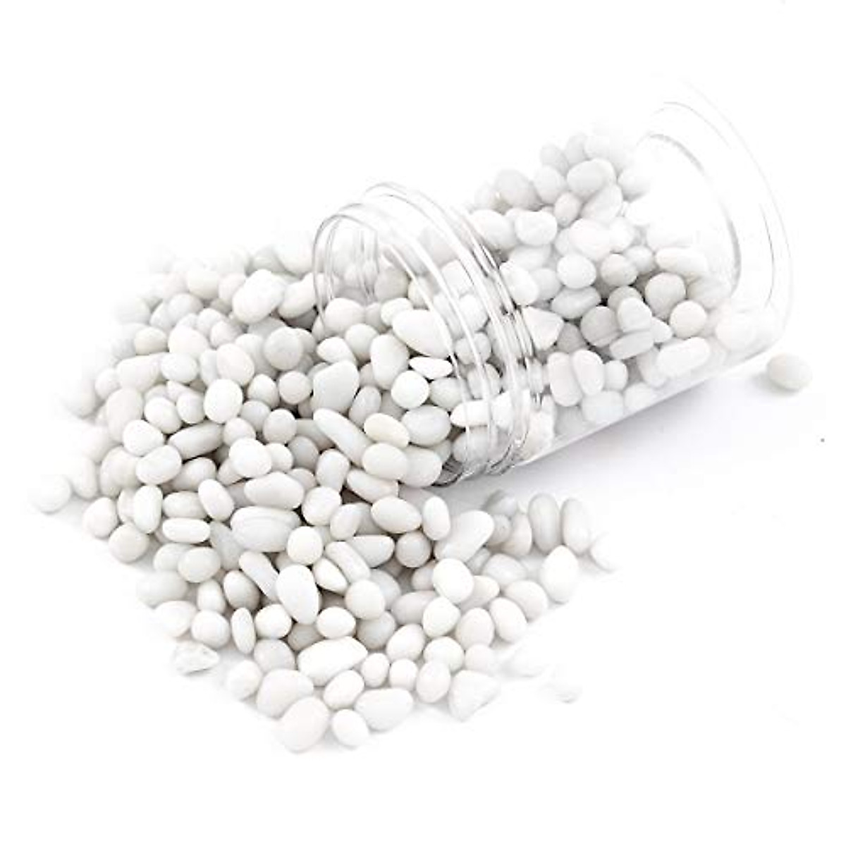 Reflective Tempered High Luster Fire Glass, Glass Gravel,Glass Rocks Marbles Pebbles,Glass Beads Gems for Fish Tank Aquarium Garden Decoration 6-9mm 525g/1.15lbs (Porcelain White)