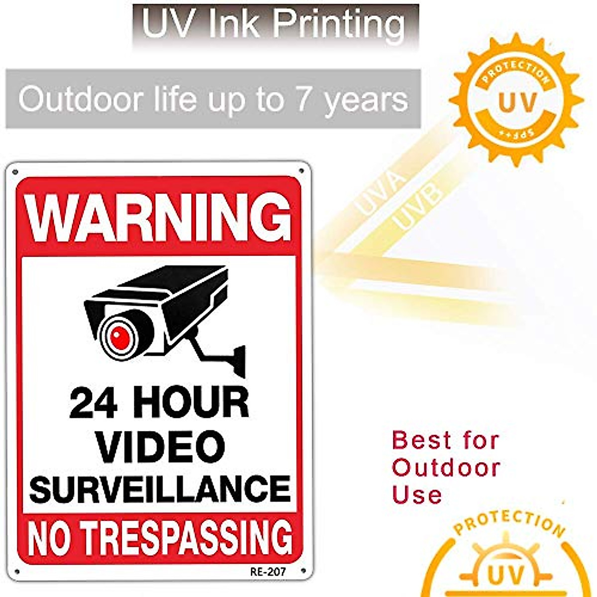 Warning Security Cameras In Use 24 Hour Video Surveillance Sign 10x14 Aluminum UV Ink Printed,Durable/Weatherproof Up to 7 Years Outdoor for House and Business (4-Pack)