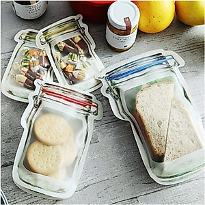Hubosale Ziplock Bags, Hubosale Food Storage Bags, Reusable Mason Bottle Ziplock Bags Hubosale, Food Storage Plastic Bags Multi-size Leak Proof Zipper Bags for Kitchen Camping Travel Office