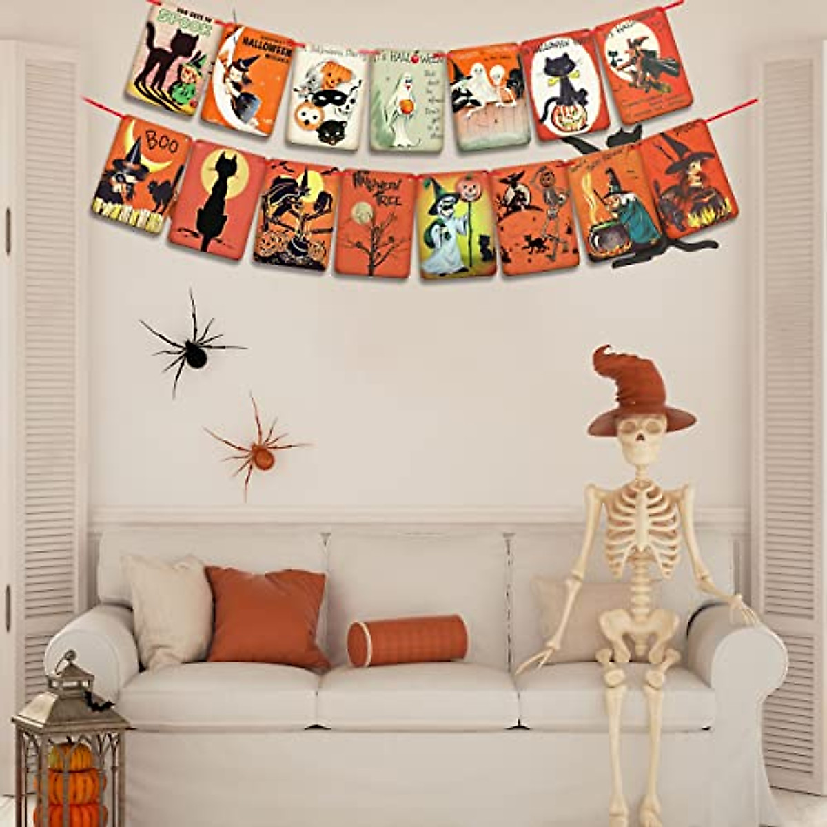 Vintage Halloween Decorations - Retro Trick or Treat Banner & Pumpkin ...