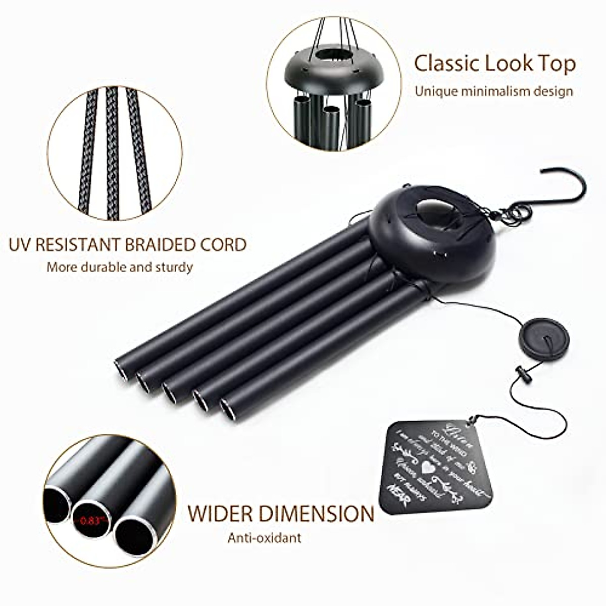 Memorial Wind Chimes, Sympathy Wind Chimes for Outside Deep Tone, 32 Inch Memorial Wind Chimes for Loss of Loved One Prime, Windchimes in Memory of a Loved One, in Memory of Lost Parents