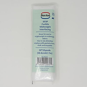 Roc-Lon Interfacing 100% Polyester Non-Woven Fusible 20-21" Width, White (Midweight) 3 Yard