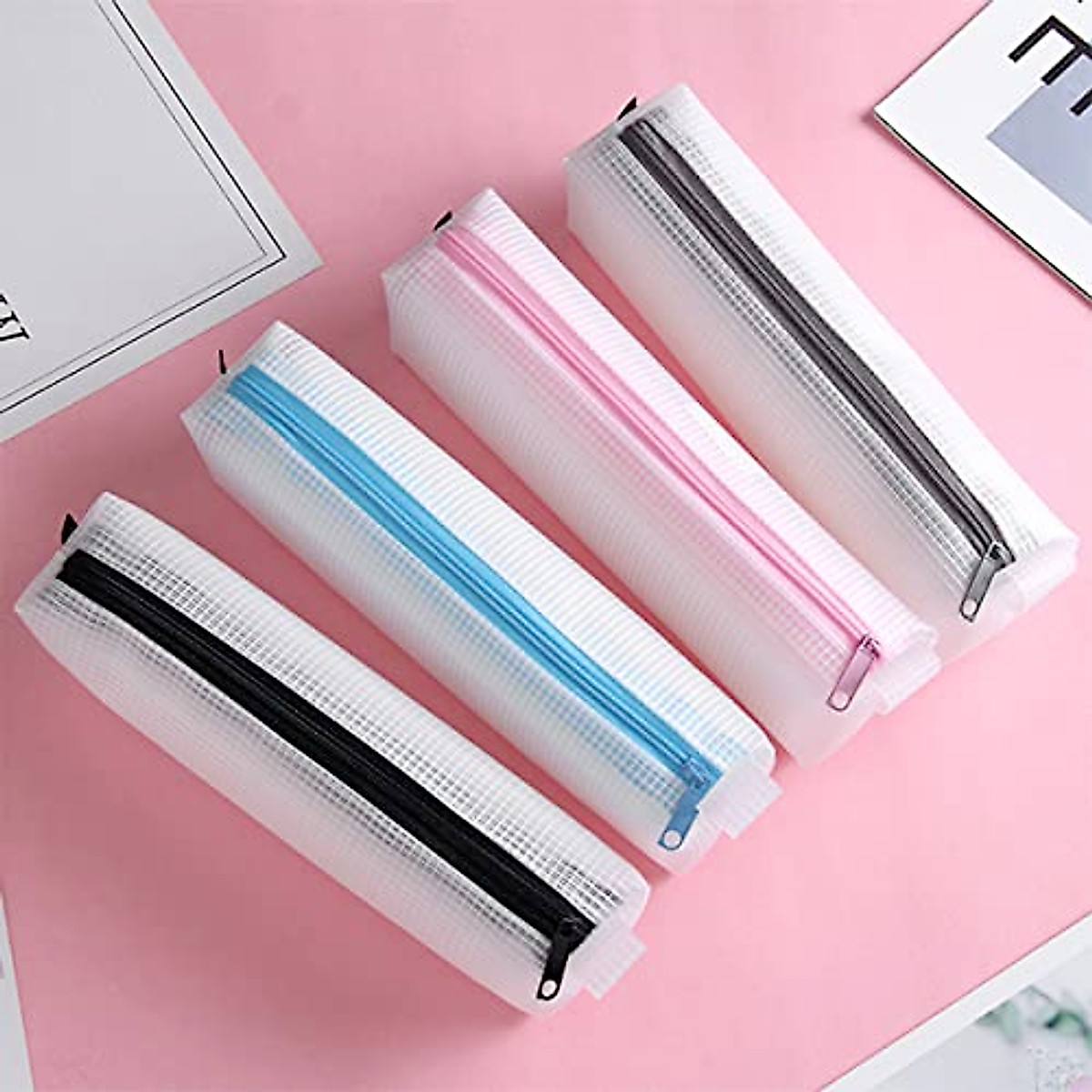 WOLUNSI Plastic Pen Bag Pencil Case Makeup Tool Bag Storage Pouch Purse 4 Colors/ Package