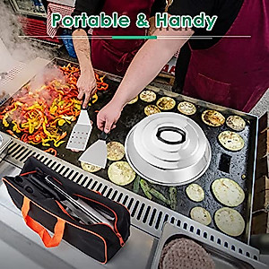 HaSteeL 25Pcs Griddle Accessories Kit, Stainless Steel Teppanyak Tools Set with Metal Spatulas, Melting Domes, Burger Press, Great for Flat Top Cooking Camping Outdoor BBQ, Heavy Duty & Easy to Clean