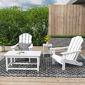 WestinTrends Malibu 3-Pieces Outdoor Table Set, Includes 1 Coffee Table and 2 Side Table, All Weather Poly Lumber Adirondack Patio Furniture Set, White