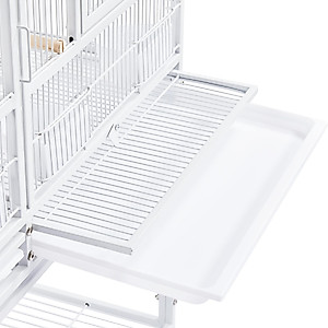 Topeakmart Divided Breeder Bird Cage for Parakeet Canary Lovebird Finch Budgie with Detachable Rolling Stand, White