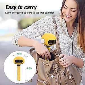kudosay Mini Handheld Stroller Fan, 4000mAh Personal Portable Fan with Flexible Tripod and Adjustable 4 Speeds,LED Light, Battery Operated USB Fan for Stroller Office Bedroom, Outdoor (Yellow)