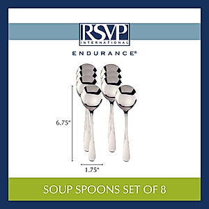 RSVP Monty's Stainless Steel Soup Spoons - Set of 8