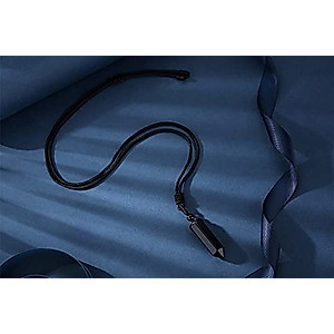 MAIBAOTA Black Obsidian Necklaces for Men Women Natural Crysal Stone Pendant Necklace Adjustable Rope Point Necklace Reiki Spiritual Gemstone Men Necklace Jewelry