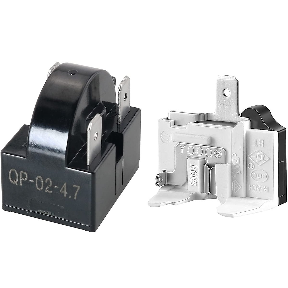 Refrigerator Compressor Relay and Overload Kit JJHXSM Refrigerator Starters QP2-4R7 4.7 Ohm 3 Pin Refrigerator PTC Starter Relays and 6750C-0005P Refrigerator Overload Protectors