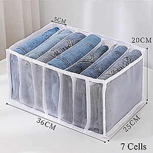 HOMINDESIGN Washable Drawer Organizer Nylon Mesh Fabric Closet Organizer for Underwears Pants T-shirts (White-3pc for Pants/Clothes)