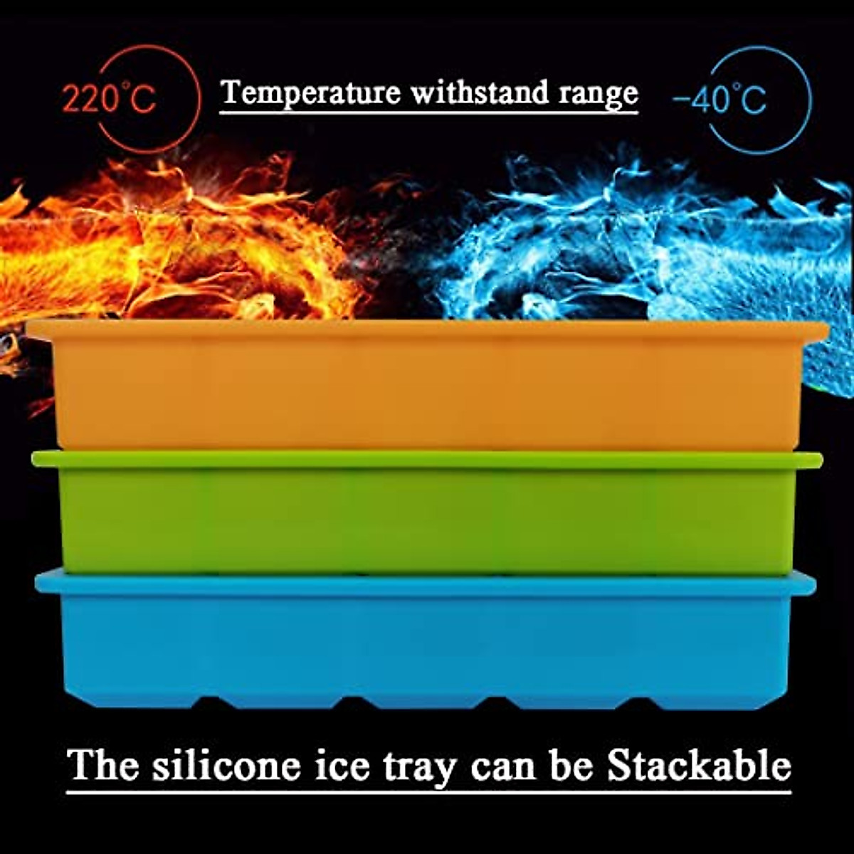 Ice Cube Tray 3 Pack Silicone Ice Tray Easy-Release Flexible 15 Ice Cube Molds, Stackable Ice Trays for Freezer, Ice Cube Size 1.2 IN for Cocktai, Whiskey, Juice, Baby Food, BPA Free