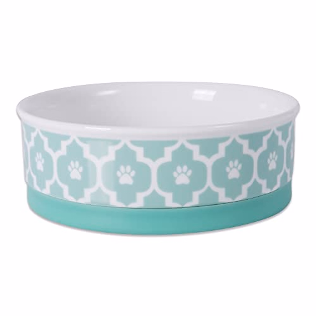 Bone Dry Lattice Collection Pet Bowl & Canister, Single Dish, Medium 6x2", Aqua