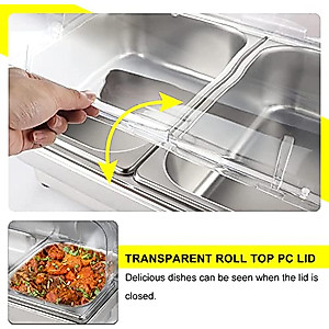 YMJOINMX Roll Top Chef Chafing Dish Buffet Set 2 Pans Food Warmer Buffet Servers and Warmers Digital Display Temperature Warming Tray Bain Marie Food Warmer for Parties Commercial Food Steam Table