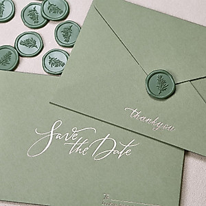 UNIQOOO Olive Green Glue Gun Sealing Wax Sticks for Wax Seal Stamp - Perfect for Wedding Invitations, Thank You Card, Mails, Wine Gift Wrapping, Christmas Gift, Pack of 8