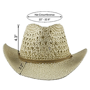 Muryobao Womens Summer Straw Hat Wide Brim Outdoor UV Protection Cowboy Sun Hat Foldable Packable Fedora Travel Beach Cap UPF 50+ with Wind Lanyard Khaki