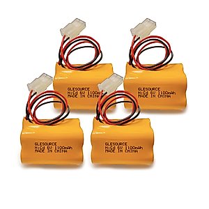 GLESOURCE(4 Pack) 6V 1100mAh Ni-CD Battery Pack Replacement for Aritech 10050205 Lithonia ENB-06006 ENB06006 Prescolite Exit Sign Emergency Light Sharp 51500RS CE140P E82082100