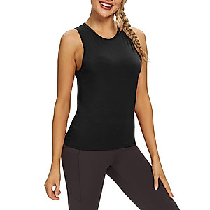 Mippo Women's Open Back Workout Tank Top - Yoga, Gym, Running, Loose Fit Sports Clothes, Black S