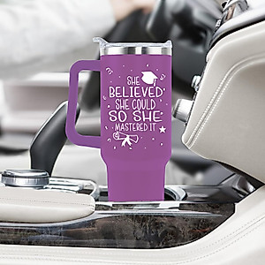 sxmluedn She Believed She Could So She Mastered It Masters Graduation Gifts for Her Him Masters Degree Tumbler Coffee Mug 40oz with Handle and Straw