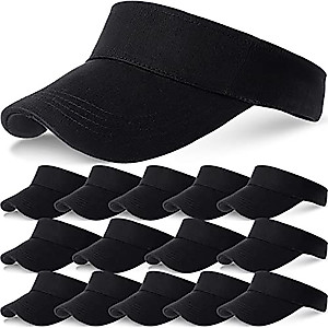 15 Pieces Sun Visor Hats Sport Wear Athletic Sun Visor Caps Adjustable Sun Protection Visors for Women Men (Black)