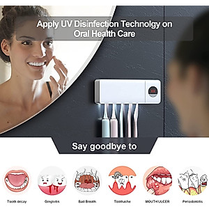 HouseGem Toothbrush Holder, Timer Function, 2000mAh Rechargeable Cordless Wall-Mounted Bathroom (White)