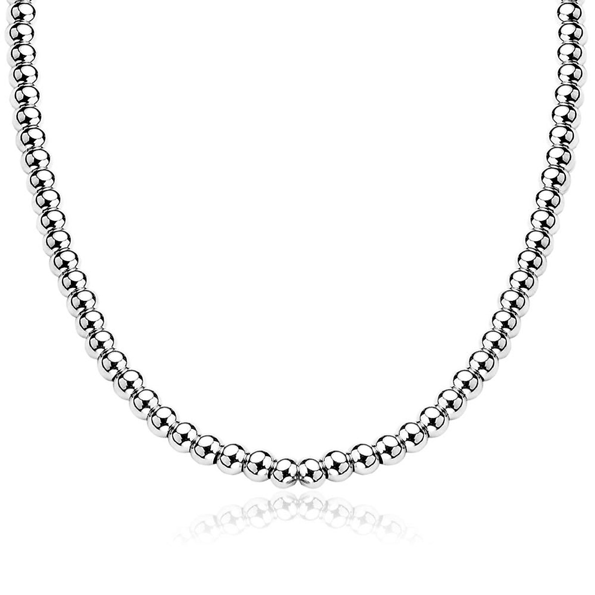 Jewelry Kingdom 1 Necklace for Women and Men, Beaded Chain Stainless Steel, Handmade Jewelry (Thick of 8MM and Length of 18")
