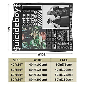 Suicide Hip Hop Music Boys Blanket, Ultra-Soft Micro Fleece Cover Blanket for Couch Sofa Bed, Warm Soft Throw Blanket, Graphic Bed Blanket for All Season