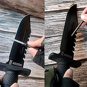 ADCODK Tactical Bowie Knife with Sheath Fixed Blade Survival Hunting Knives with Non-Slip Handle and Sharpener & Fire Starter for Camping Outdoor Adventure