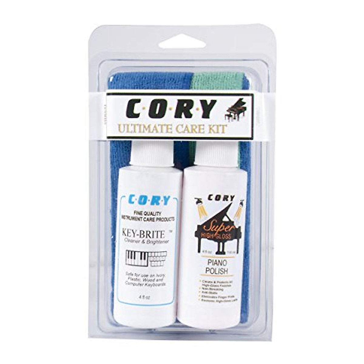 Cory Ultimate Care Kit for Piano, Key-Brite, Polish, and Cloth