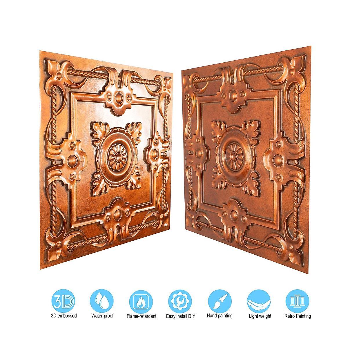 Decorative Ceiling Tiles inc Decorative Distressed Tin Ceiling Tiles for Cafe Club Salon Hotel Store Bar 2'x2' PL29 Archaic copper 10pcs