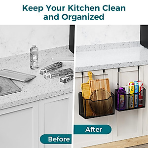 2 Pack Cabinet Door Organizer with Double Towel Bars Over The Cabinet Door Organizer Kitchen Cabinet Organizers and Storage Cutting Board Holder Suitable for Cabinet Doors Less Than 0.98 Inch Thick