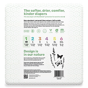 PARASOL Clear+Dry Disposable Diapers, RashShield Protection, Leakproof Design, Hypoallergenic, Size 1 (7-14 lbs), 160 Count