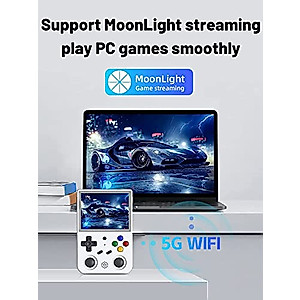 RG353V Handheld Game Console Support Dual OS Android 11+ Linux, 5G WiFi 4.2 Bluetooth RK3566 64BIT 64G TF Card 4450 Classic Games 3.5 Inch IPS Screen 3500mAh Battery (Anbernic RG353V White)