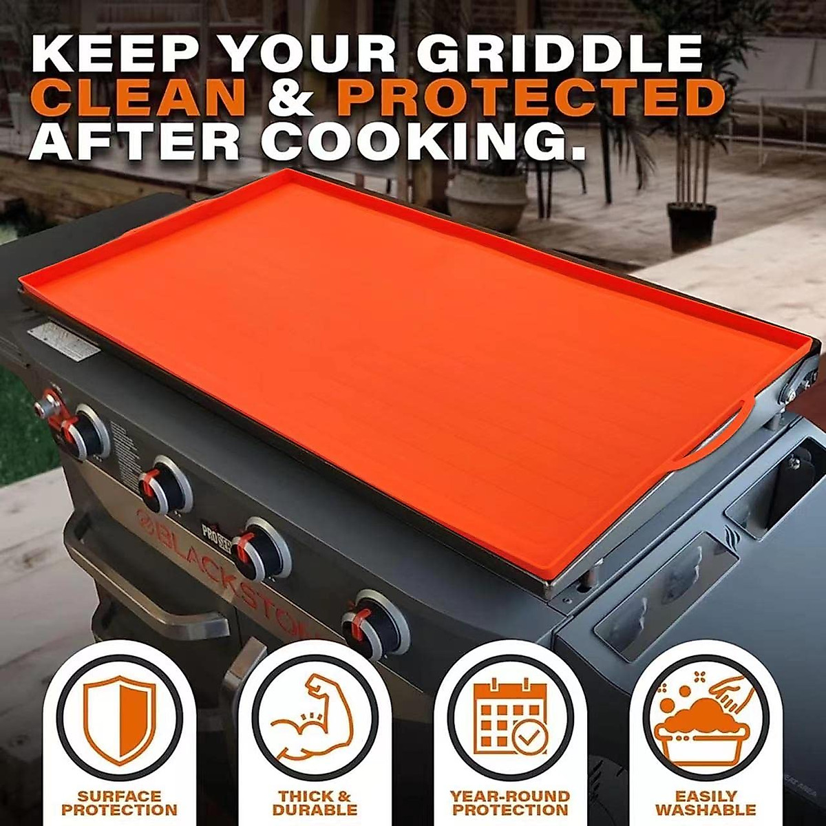 28" Silicone Griddle Mat for Blackstone Grill, Global V-Bien 28 inch Grill Cover Heavy Duty Food Grade, Protect Griddle from Rodents, Insects, Debris, and Rust, All Season Cooking Protective Cover