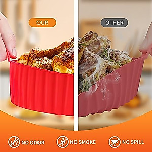 Mooues 2 Pack Reusable Air Fryer Silicone Liners, Non Stick & Easy Clean, Fits 3-7QT Air Fryers, Food Grade Silicone