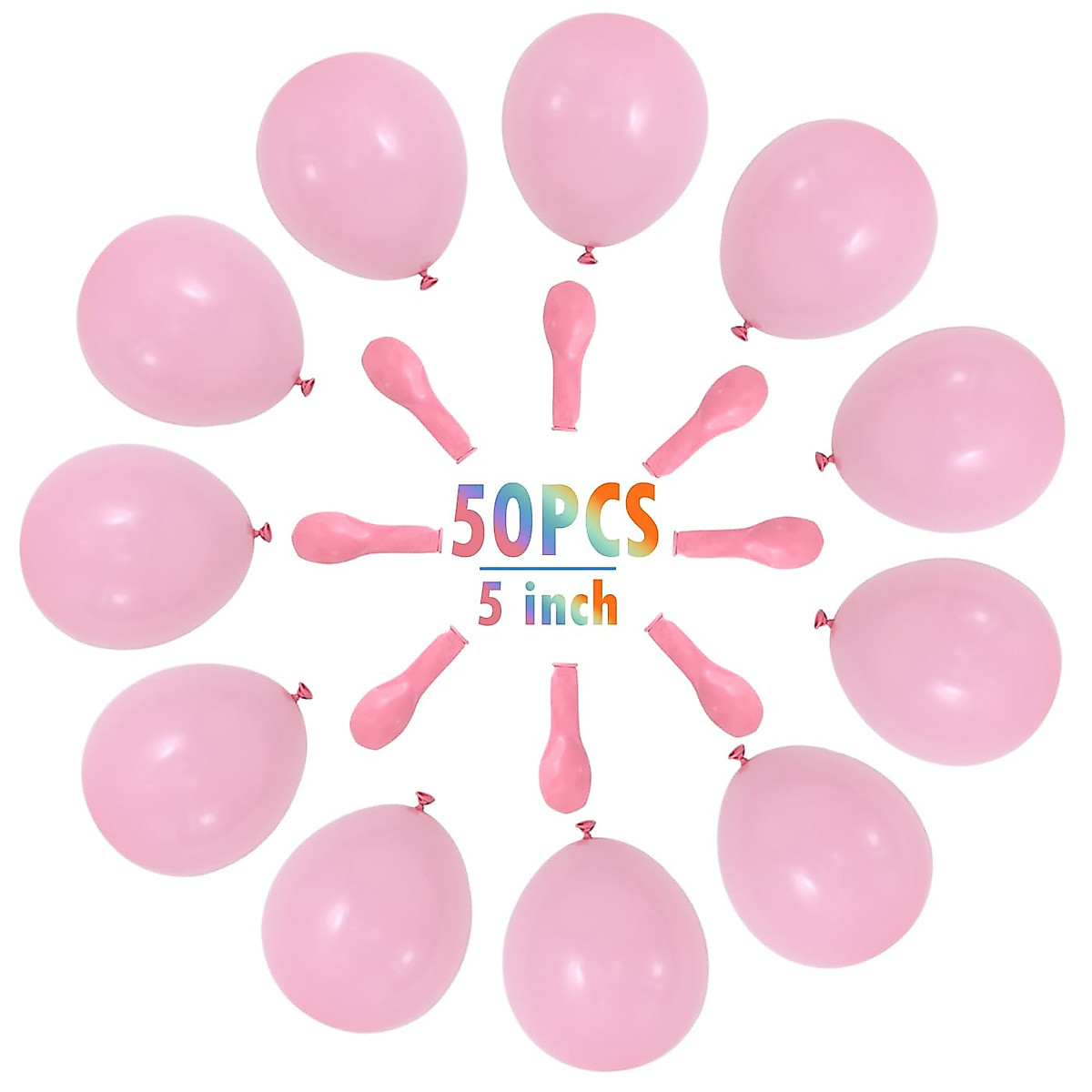 BEISHIDA 50Pcs Light Pink Party Balloons 5 Inch Light Pink Balloon Matte Latex Ballon White Round Balloons for Party Birthday Wedding Graduation Anniversary Baby Shower